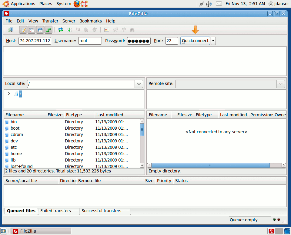 Transfer Files with Filezilla on Ubuntu 9.10 Desktop | Linode Docs