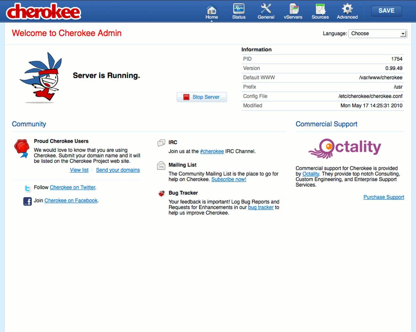 Websites with the Cherokee Web Server on Fedora 13 | Linode Docs