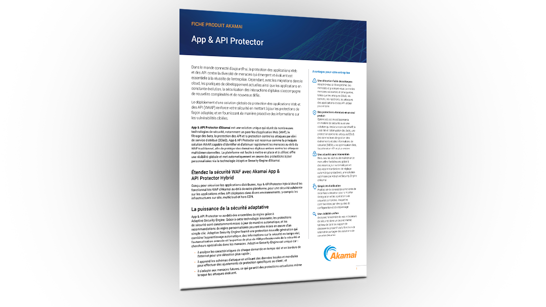 Fiche produit d'App & API Protector | Akamai